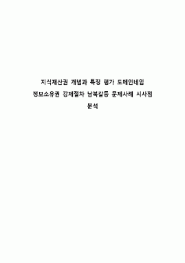 지식재산권 개념과 특징 평가 도메인네임 정보소유권 강제절차 남북갈등 문제사례 시사점 분석-1페이지