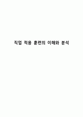 직업 적응 훈련의 이해와 분석-1페이지