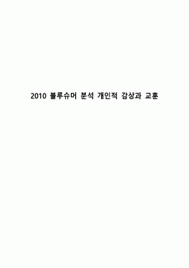 2010 블루슈머 분석 개인적 감상과 교훈-1페이지