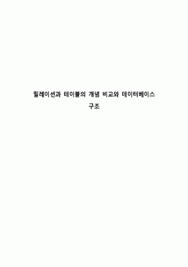 릴레이션과 테이블의 개념 비교와 데이터베이스 구조-1페이지