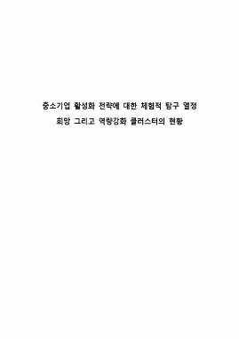 중소기업 활성화 전략에 대한 체험적 탐구 열정 희망 그리고 역량강화 클러스터의 현황-1페이지