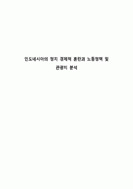 인도네시아의 정치 경제적 혼란과 노동정책 및 관광지 분석-1페이지