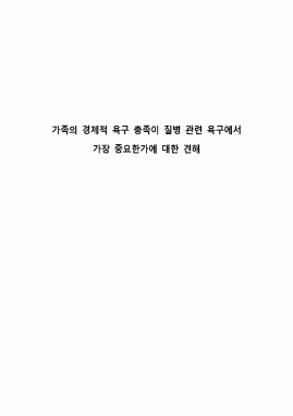 가족의 경제적 욕구 충족이 질병 관련 욕구에서 가장 중요한가에 대한 견해-1페이지