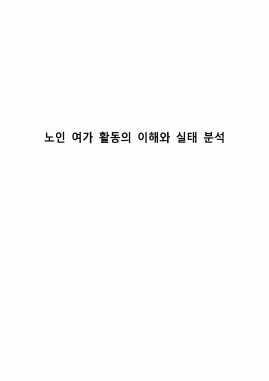 노인 여가 활동의 이해와 실태 분석-1페이지