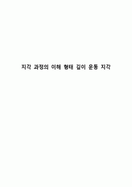지각 과정의 이해 형태 깊이 운동 지각-1페이지