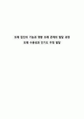 또래 집단의 기능과 영향 또래 관계의 발달 과정 또래 수용성과 인기도 우정 발달-1페이지