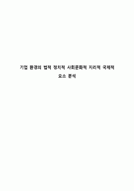 기업 환경의 법적 정치적 사회문화적 지리적 국제적 요소 분석-1페이지