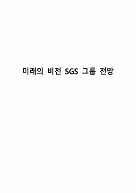 미래의 비전 SGS 그룹 전망-1페이지