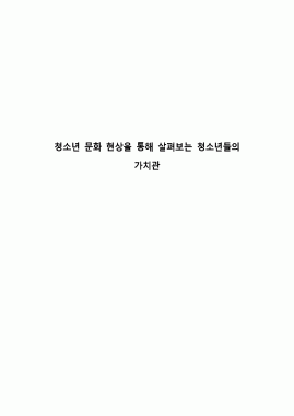 청소년 문화 현상을 통해 살펴보는 청소년들의 가치관-1페이지