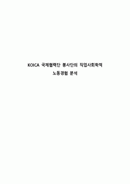 KOICA 국제협력단 봉사단의 직업사회학적 노동경험 분석-1페이지