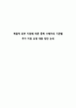 복합적 외부 지원에 따른 중복 수혜자의 기관별 추가 지원 요청 대응 방안 논의-1페이지