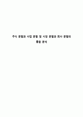 주식 분할과 사업 분할 및 시장 분할과 회사 분할의 통합 분석-1페이지