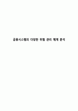 금융시스템의 다양한 위험 관리 체계 분석-1페이지