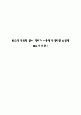 판소리 장르별 분석 적벽가 수궁가 장끼타령 심청가 흥보가 춘향가-1페이지