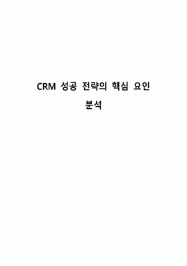 CRM 성공 전략의 핵심 요인 분석-1페이지
