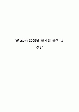 Wiscom 2009년 분기별 분석 및 전망-1페이지