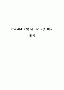 DVCAM 포맷 대 DV 포맷 비교 분석-1페이지