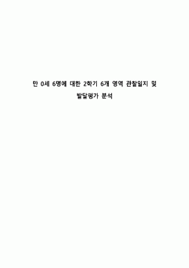만 0세 6명에 대한 2학기 6개 영역 관찰일지 및 발달평가 분석-1페이지