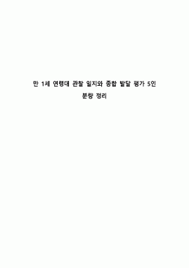 만 1세 연령대 관찰 일지와 종합 발달 평가 5인 분량 정리-1페이지