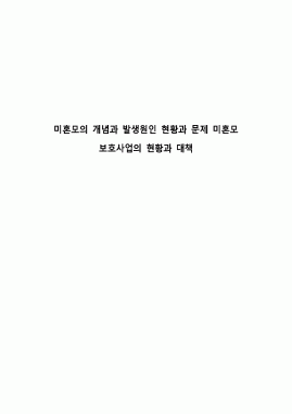 미혼모의 개념과 발생원인 현황과 문제 미혼모 보호사업의 현황과 대책-1페이지
