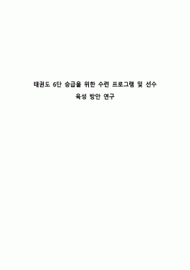 태권도 6단 승급을 위한 수련 프로그램 및 선수 육성 방안 연구-1페이지