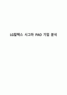 LG칼텍스 시그마 PAO 기업 분석-1페이지