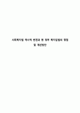 사회복지법 역사적 변천과 현 정부 복지입법의 쟁점 및 개선방안-1페이지