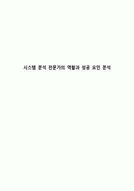 시스템 분석 전문가의 역할과 성공 요인 분석-1페이지
