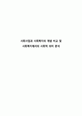 사회사업과 사회복지의 개념 비교 및 사회복지에서의 사회적 의미 분석-1페이지