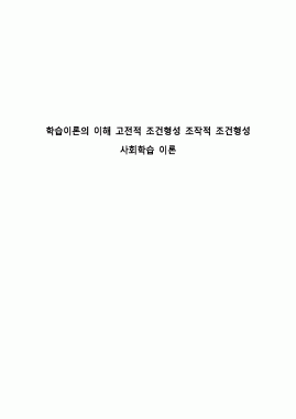 학습이론의 이해 고전적 조건형성 조작적 조건형성 사회학습 이론-1페이지
