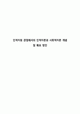 인적자원 관점에서의 인적자본과 사회적자본 개념 및 확보 방안-1페이지