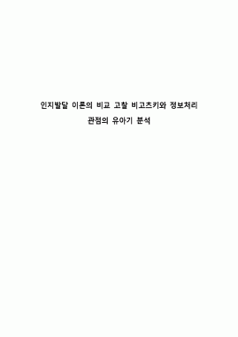 인지발달 이론의 비교 고찰 비고츠키와 정보처리 관점의 유아기 분석-1페이지