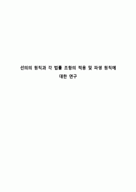 선의의 원칙과 각 법률 조항의 적용 및 파생 원칙에 대한 연구-1페이지