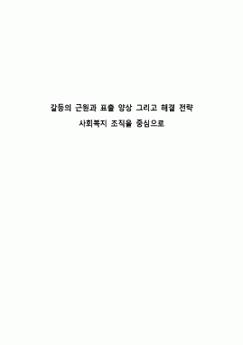 갈등의 근원과 표출 양상 그리고 해결 전략 사회복지 조직을 중심으로-1페이지