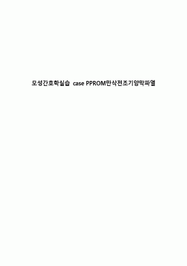 모성간호학실습 case PPROM만삭전조기양막파열-1페이지