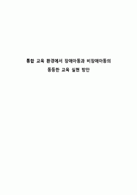 통합 교육 환경에서 장애아동과 비장애아동의 동등한 교육 실현 방안-1페이지