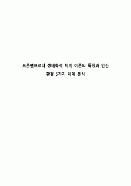 브론펜브르너 생태학적 체계 이론의 특징과 인간 환경 5가지 체계 분석-1페이지