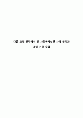 다중 모델 관점에서 본 사회복지실천 사례 분석과 개입 전략 수립-1페이지