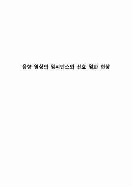 음향 영상의 임피던스와 신호 열화 현상-1페이지