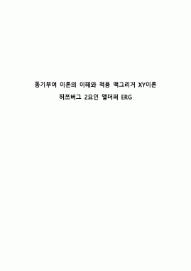동기부여 이론의 이해와 적용 맥그리거 XY이론 허쯔버그 2요인 앨더퍼 ERG-1페이지