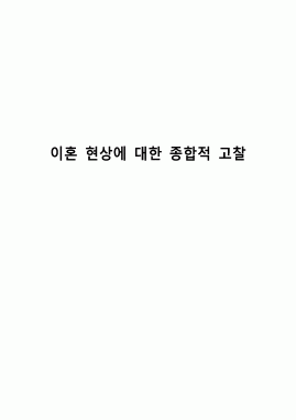 이혼 현상에 대한 종합적 고찰-1페이지