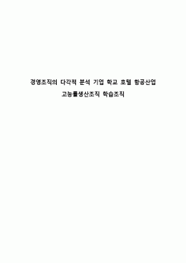 경영조직의 다각적 분석 기업 학교 호텔 항공산업 고능률생산조직 학습조직-1페이지