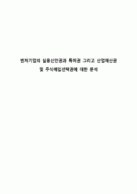 벤처기업의 실용신안권과 특허권 그리고 산업재산권 및 주식매입선택권에 대한 분석-1페이지