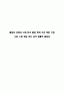 불법의 유형과 사례 분석 불법 복제 파견 체류 간접 고용 스팸 메일 원인 급여 법률적 불법성-1페이지