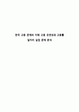 한국 고용 관계의 이해 고용 유연성과 고용률 일자리 실업 문제 분석-1페이지