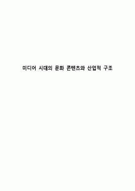 미디어 시대의 문화 콘텐츠와 산업적 구조-1페이지