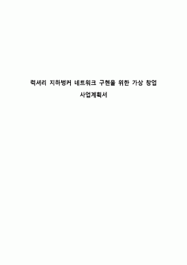 럭셔리 지하벙커 네트워크 구현을 위한 가상 창업 사업계획서-1페이지