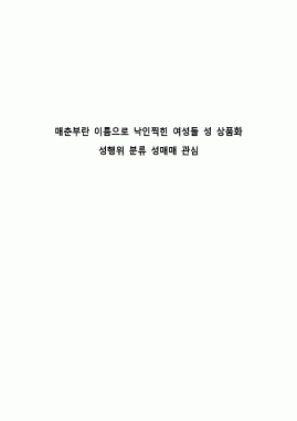 매춘부란 이름으로 낙인찍힌 여성들 성 상품화 성행위 분류 성매매 관심-1페이지