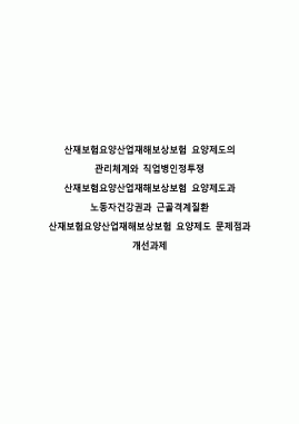 산재보험요양산업재해보상보험 요양제도의 관리체계와 직업병인정투쟁 산재보험요양산업재해보상보험 요양제도과 노동자건강권과 근골격계질환 산재보험요양산업재해보상보험 요양제도 문제점과 개선과제-1페이지