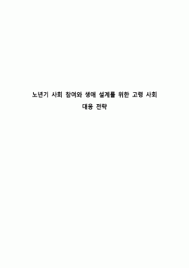 노년기 사회 참여와 생애 설계를 위한 고령 사회 대응 전략-1페이지